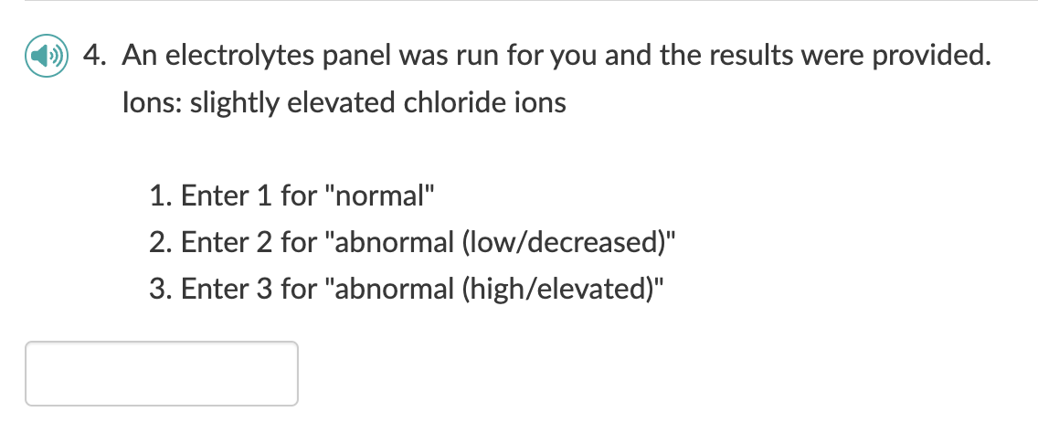 Solved An electrolytes panel was run for you and the results | Chegg.com