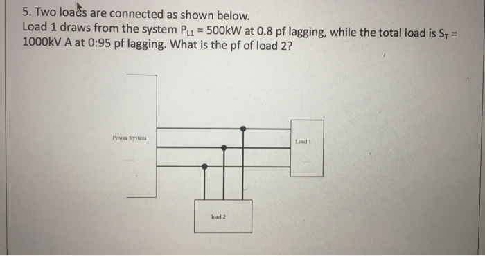 Solved Two loads are connected as shown below. Load 1 draws | Chegg.com