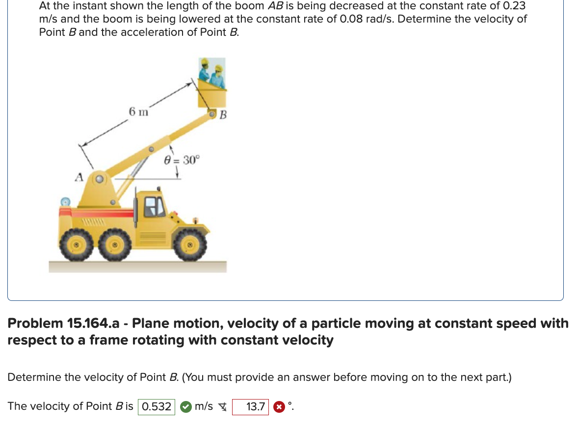 Solved At the instant shown the length of the boom AB is | Chegg.com
