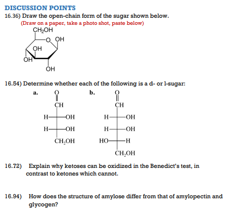 Solved DISCUSSION POINTS 16.36) Draw the open-chain form of | Chegg.com