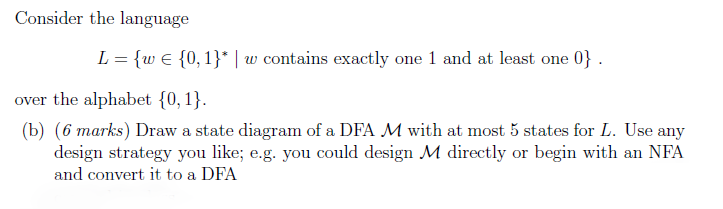 Solved Consider the language L = {w € {0,1}* | w contains | Chegg.com