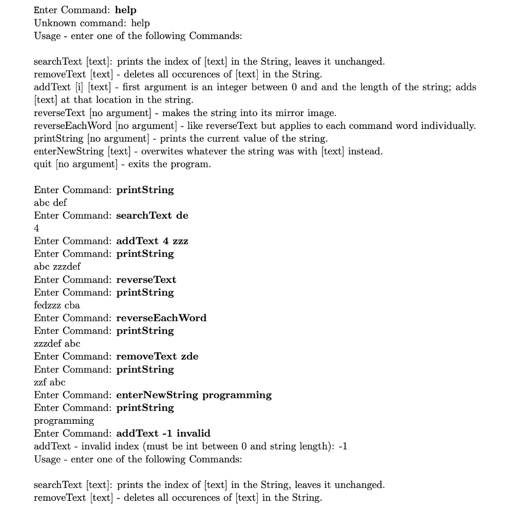 Solved Enter Command: help Unknown command: help Usage - | Chegg.com