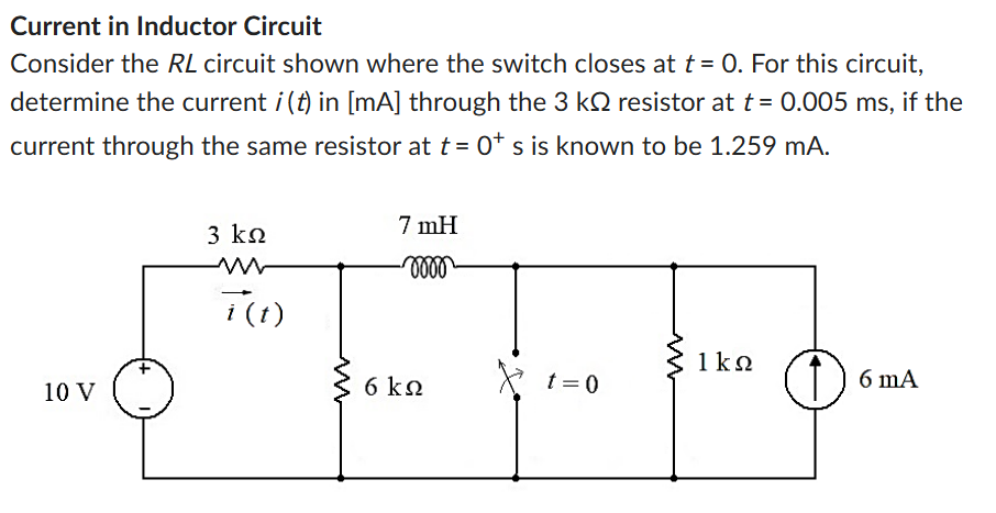 Solved Current in Inductor Circuit Consider the RL circuit | Chegg.com