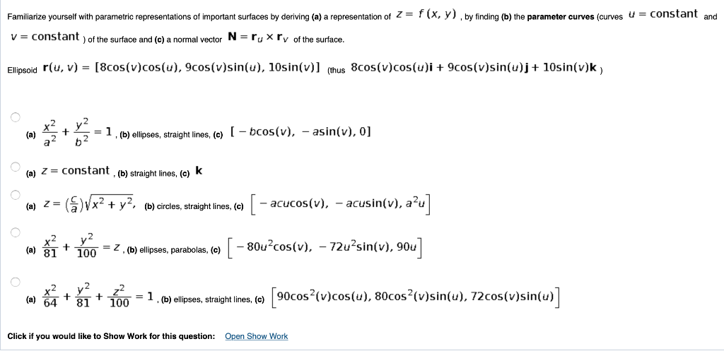 Solved Familiarize yourself with parametric representations | Chegg.com
