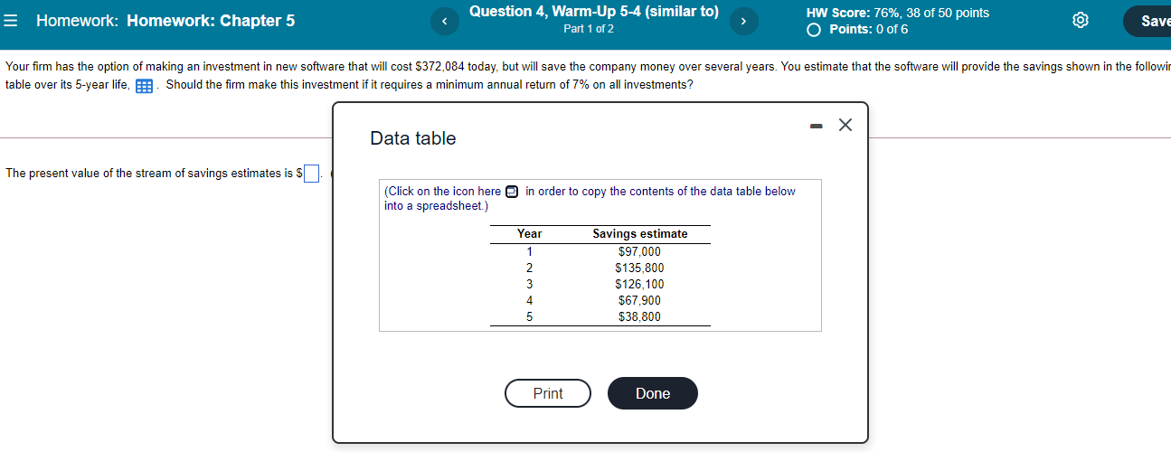 Solved Homework: Homework: Chapter 5 Question 4, Warm-Up 5-4 | Chegg.com