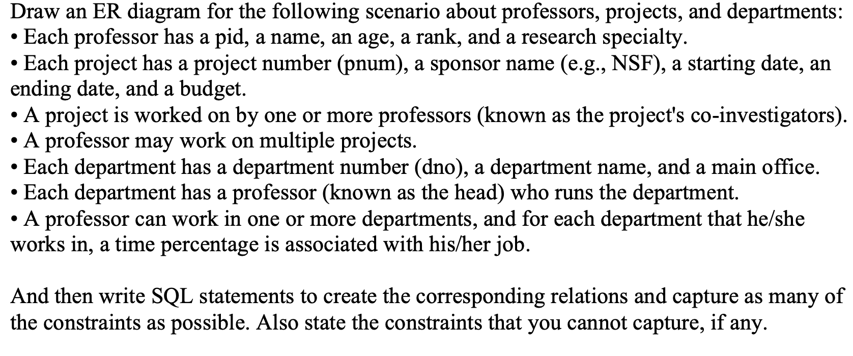 Solved Draw an ER diagram for the following scenario about | Chegg.com