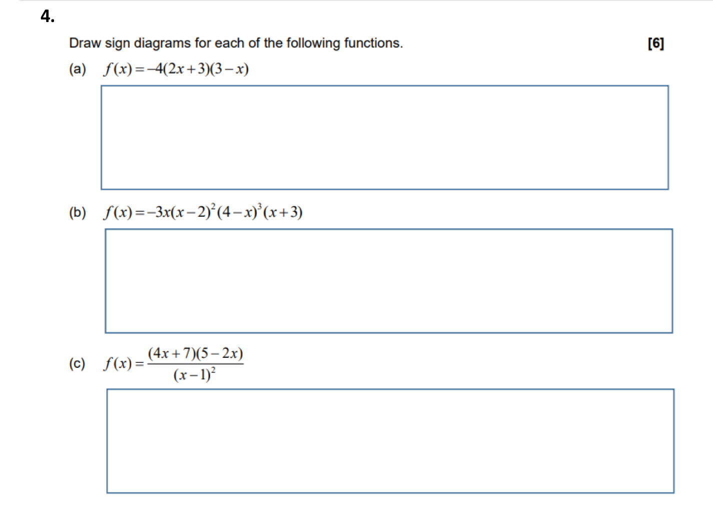 Solved 4. [6] Draw sign diagrams for each of the following | Chegg.com