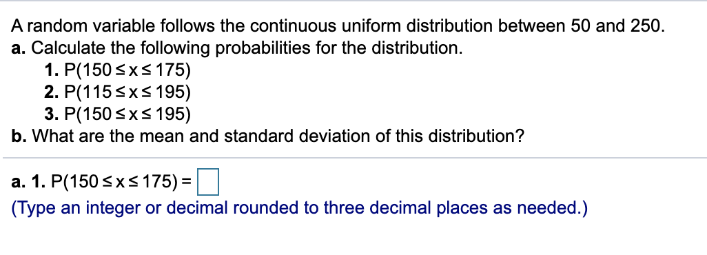 Solved A random variable follows the continuous uniform | Chegg.com