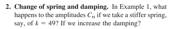 Solved 2. Change of spring and damping. In Example 1, what | Chegg.com