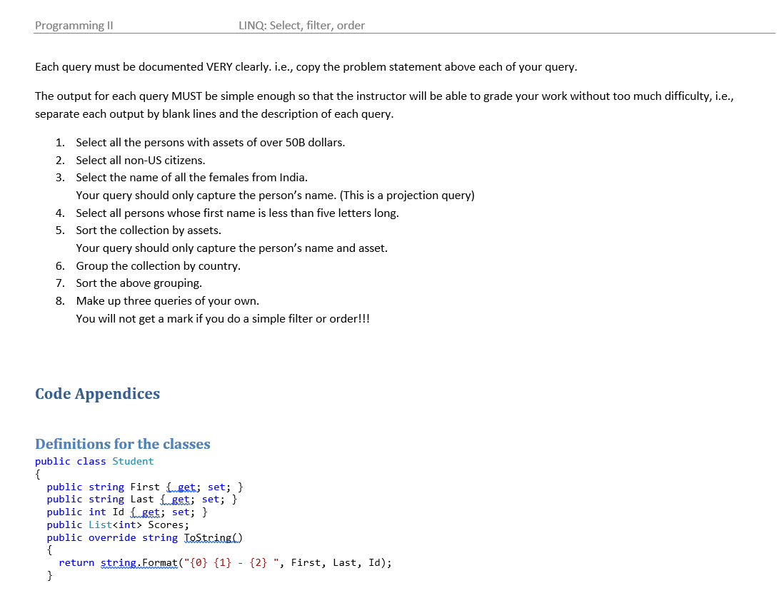 { I need an exact C# codes and screenshots | Chegg.com