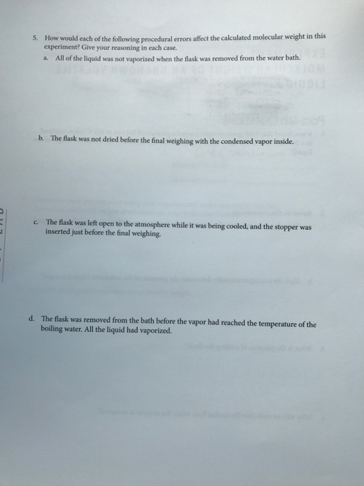 5. How would each of the following procedural errors | Chegg.com