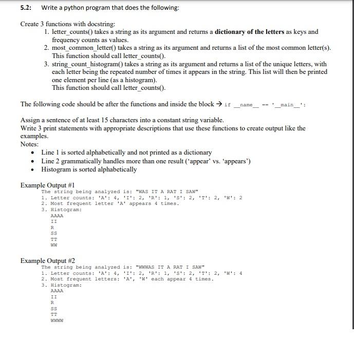 Solved 5.2: Write a python program that does the following: | Chegg.com