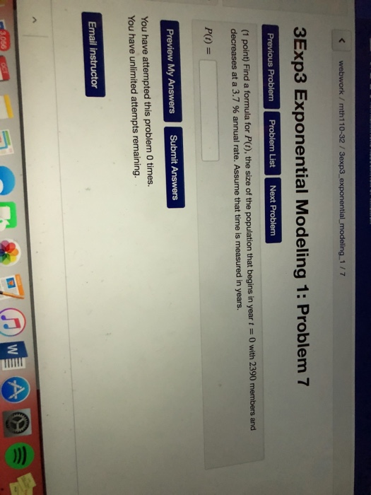 Solved / mth110-32/3exp3 exponential_modeling 1/7 3Exp3 | Chegg.com
