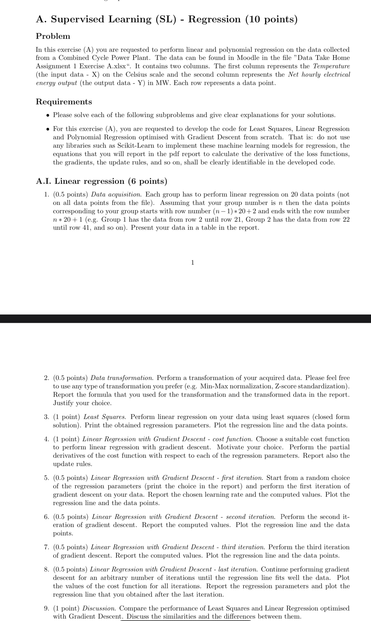 Solved A. Supervised Learning (SL) - Regression (10 points) | Chegg.com