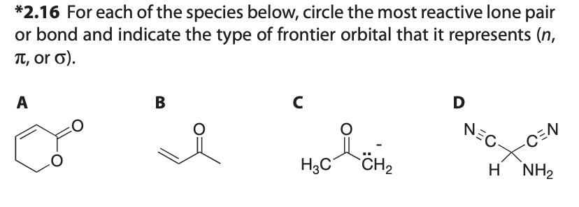 Solved *2.16 For each of the species below, circle the most | Chegg.com