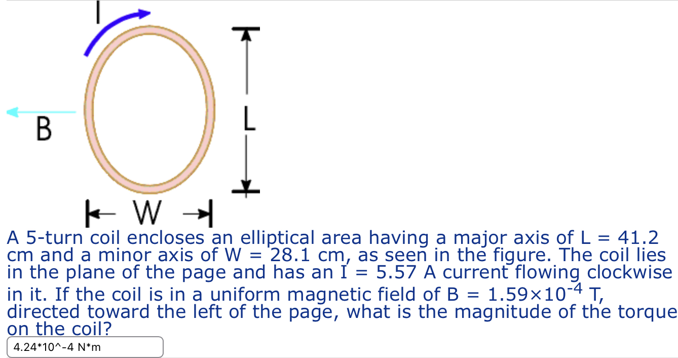 Solved A 5-turn coil encloses an elliptical area having a | Chegg.com