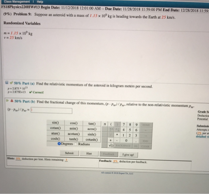 Solved Class Management 1 Help FS 18Physics220HW# 13 Begin | Chegg.com