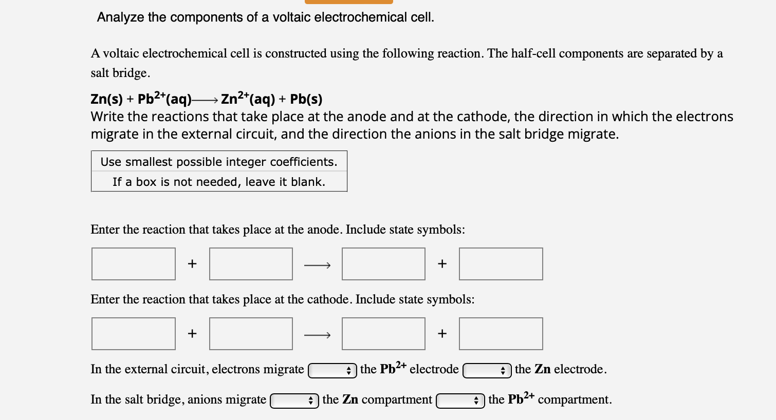 Solved Analyze the components of a voltaic electrochemical | Chegg.com