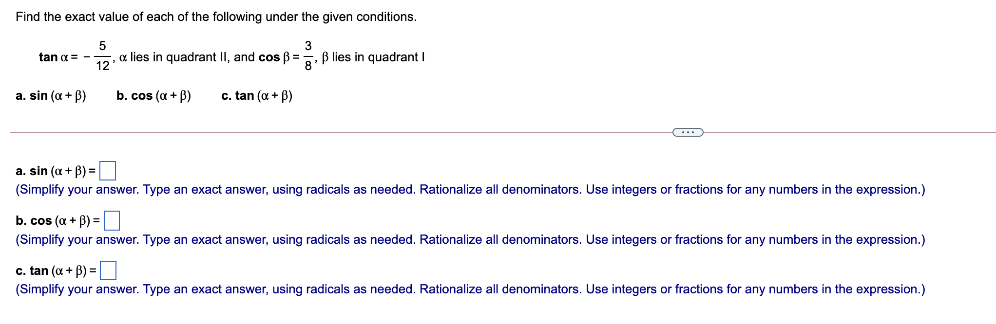 Solved Find the exact value of each of the following under | Chegg.com