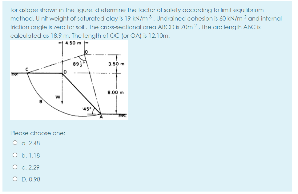 Solved for aslope shown in the figure, determine the factor | Chegg.com