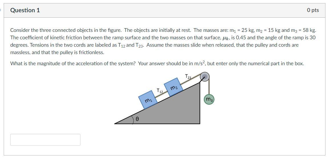Solved Question 1 O pts Consider the three connected objects | Chegg.com