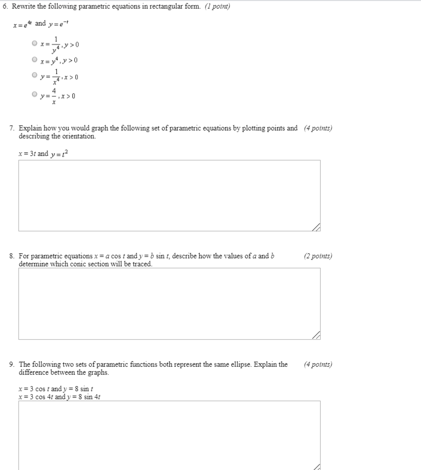 Solved 6. Rewrite the following parametric equations in | Chegg.com