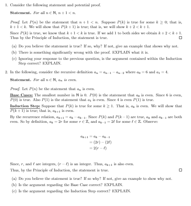 Solved 1. Consider the following statement and potential | Chegg.com