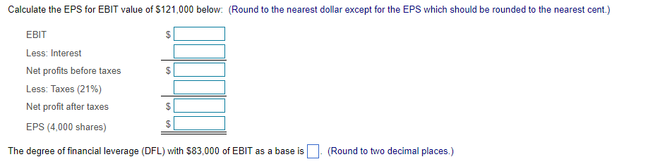 Solved a. Using EBIT values of $83,000 and $121,000, | Chegg.com