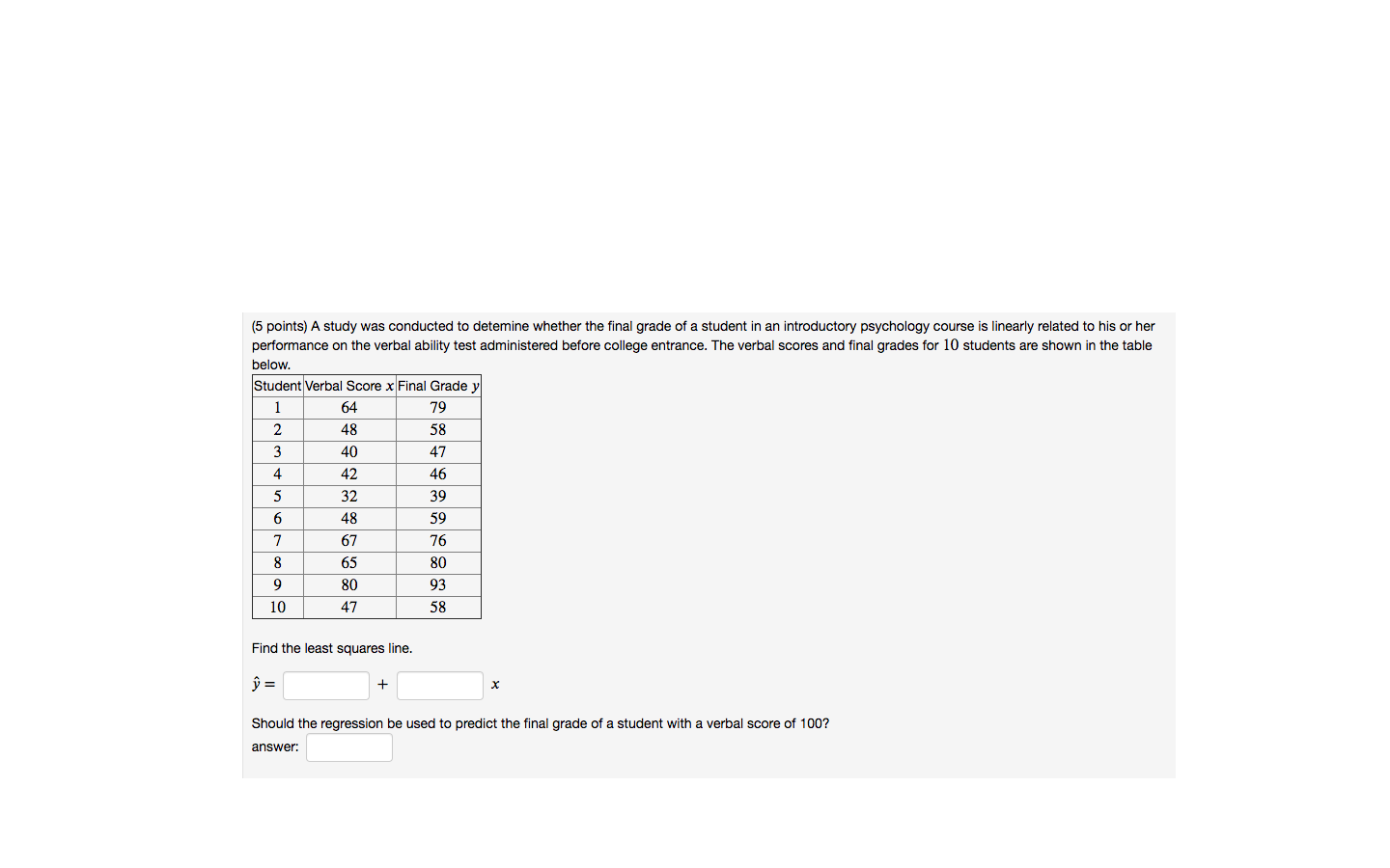 Solved (5 points) A study was conducted to detemine whether | Chegg.com Solved (5 points) A study was conducted to detemine whether | Chegg.com
