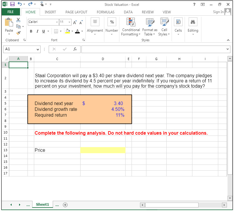 Stock Valuation Spreadsheet