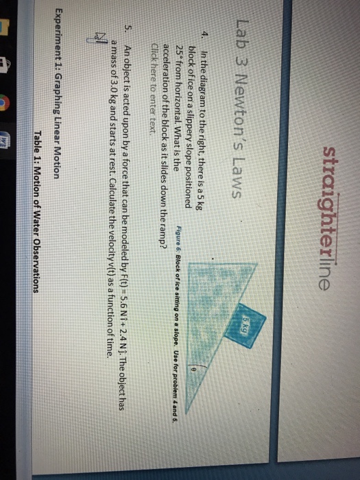 Solved straighterline Lab 3 Newton's Laws 4. In the diagram | Chegg.com
