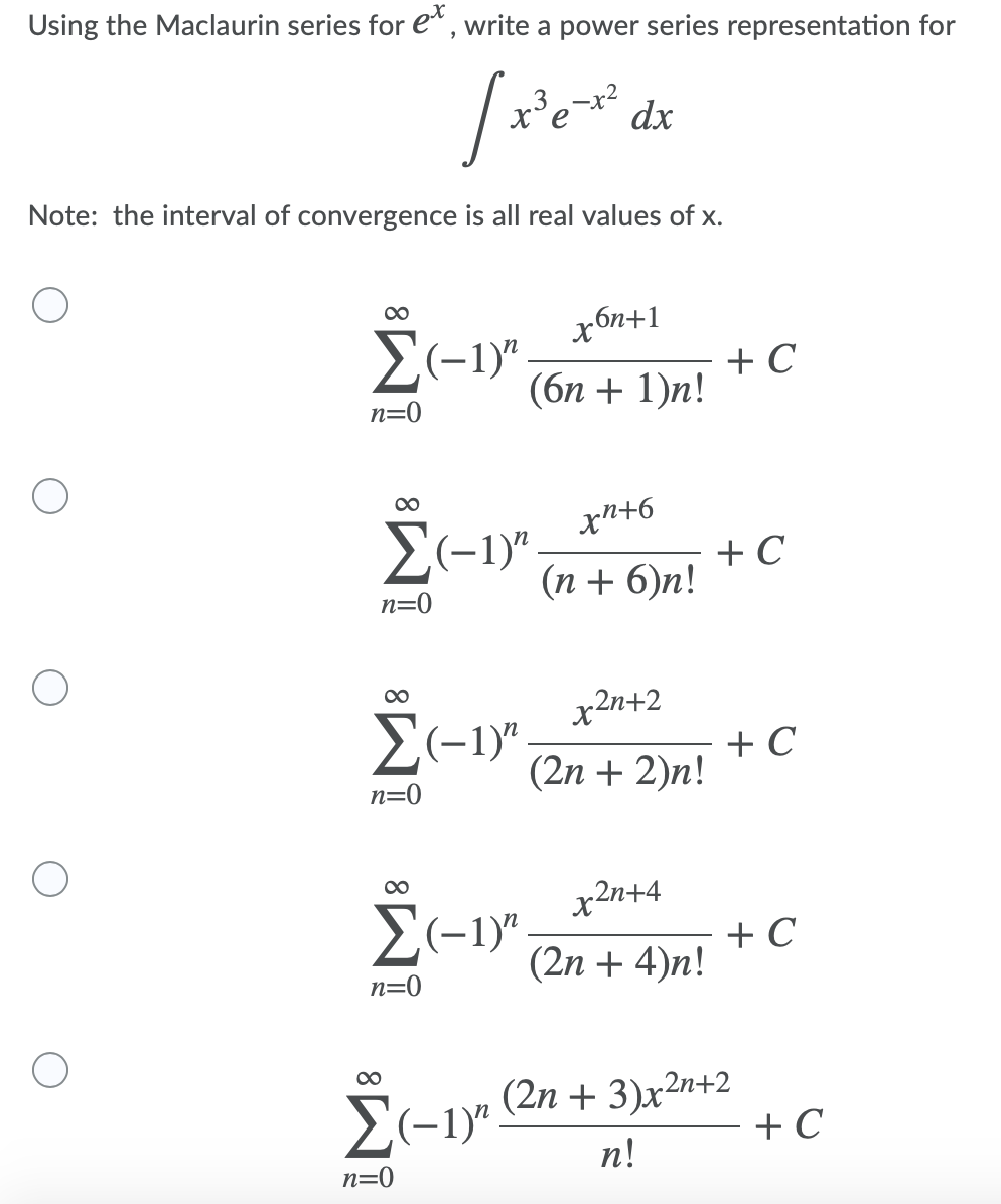 Solved Using the Maclaurin series for e^, write a power | Chegg.com
