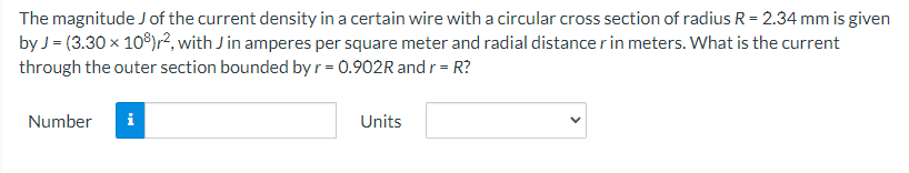 Solved The magnitude J of the current density in a certain | Chegg.com