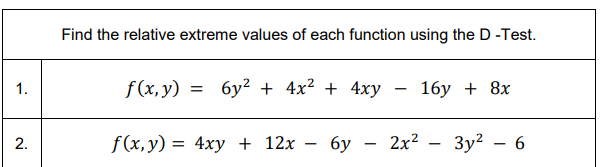 Solved Find the relative extreme values of each function | Chegg.com