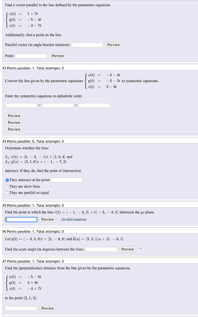 Solved Find a vector parallel to the line defined by the | Chegg.com