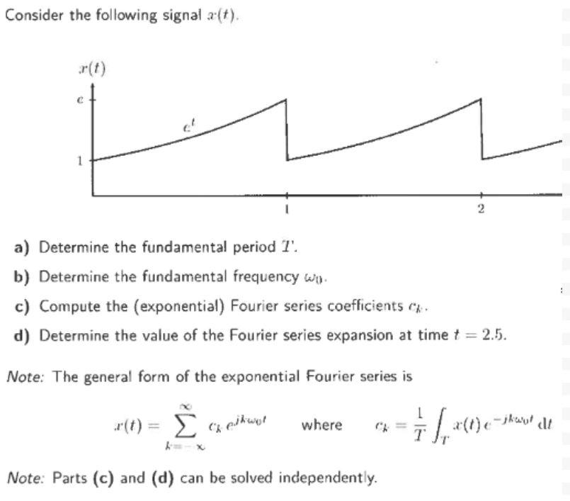 Solved Consider the following signal 3(t). 1 2 a) Determine | Chegg.com