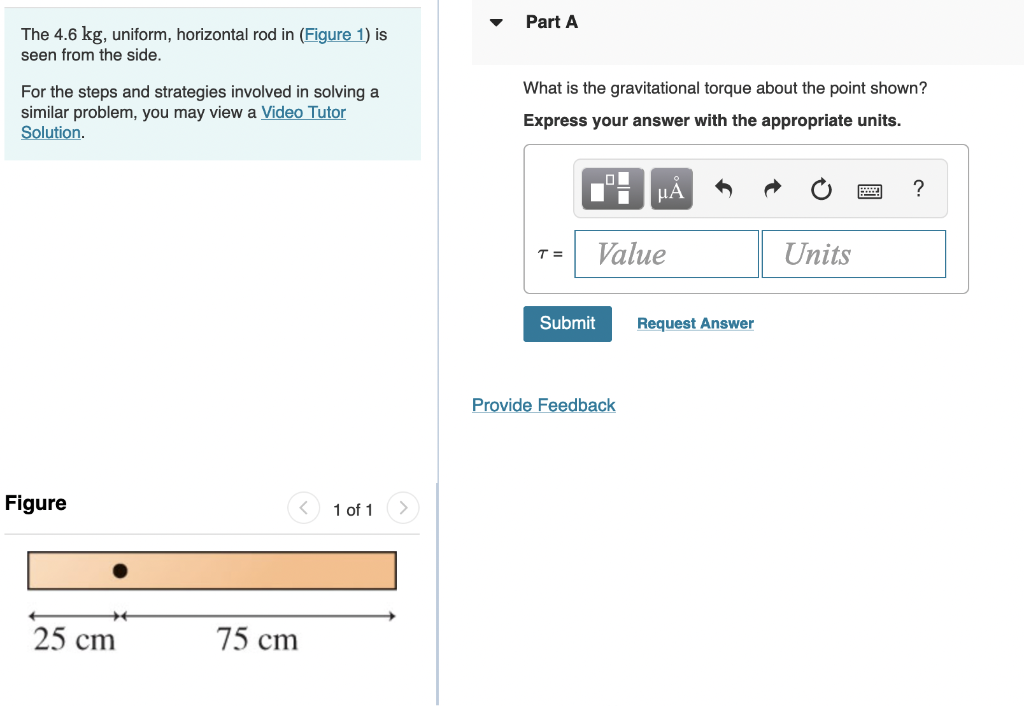 Solved The 4.6 kg, uniform, horizontal rod in (Figure 1) is | Chegg.com