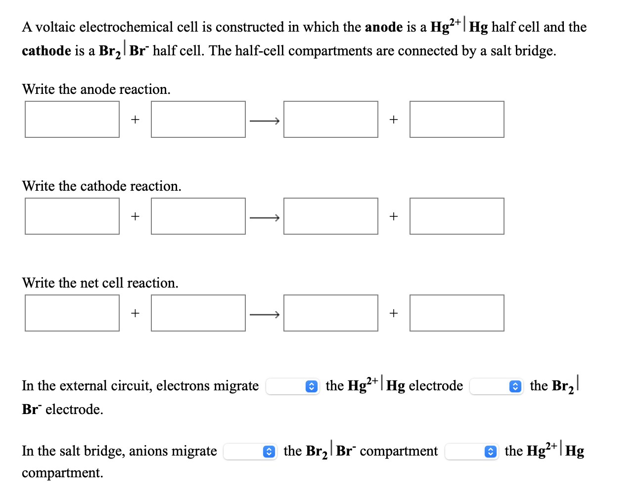 Solved A voltaic electrochemical cell is constructed in | Chegg.com