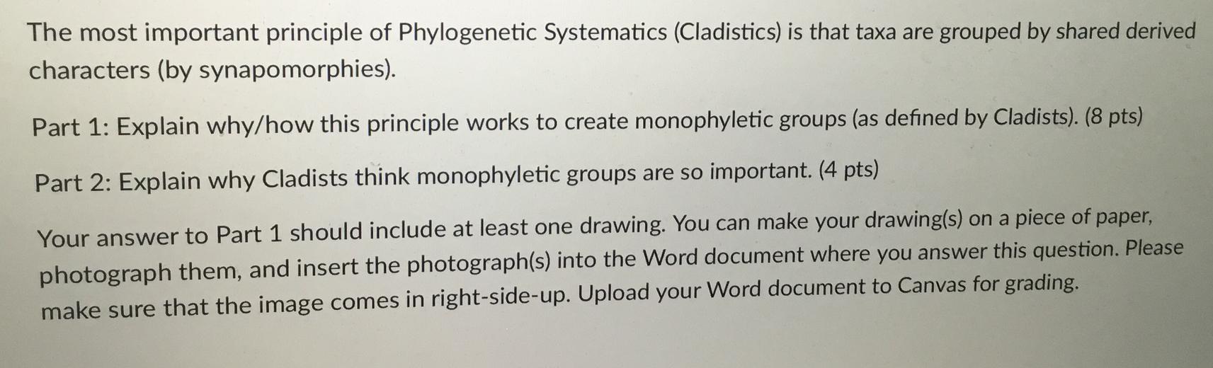 Solved The most important principle of Phylogenetic | Chegg.com