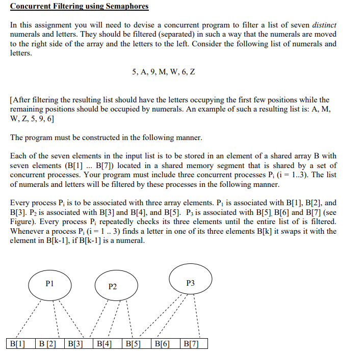 Concurrent Filtering using Semaphores In this | Chegg.com
