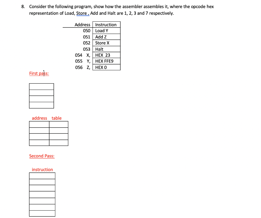 8. Consider the following program, show how the | Chegg.com