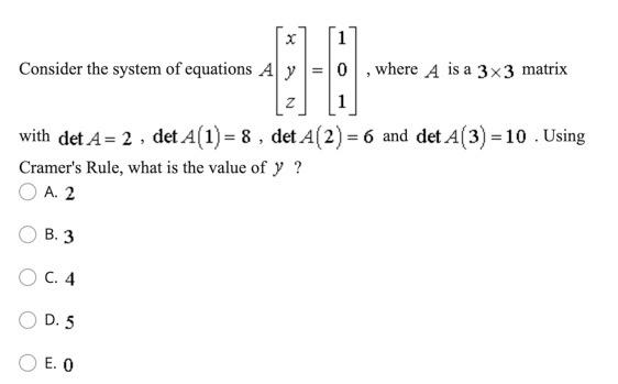 Solved Consider the system of equations A⎣⎡xyz⎦⎤=⎣⎡101⎦⎤, | Chegg.com