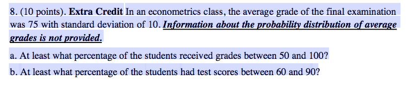 Solved 8. (10 points).Extra CreditIn an econometrics class, | Chegg.com