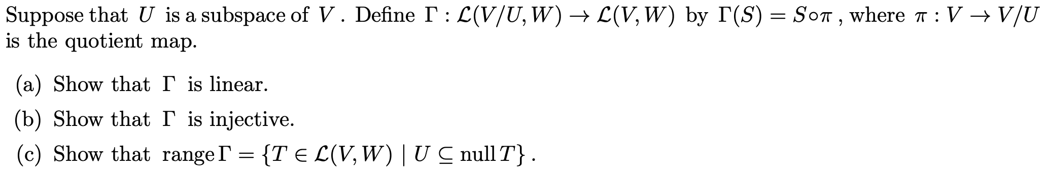 Solved Suppose that U is a subspace of V. Define | Chegg.com