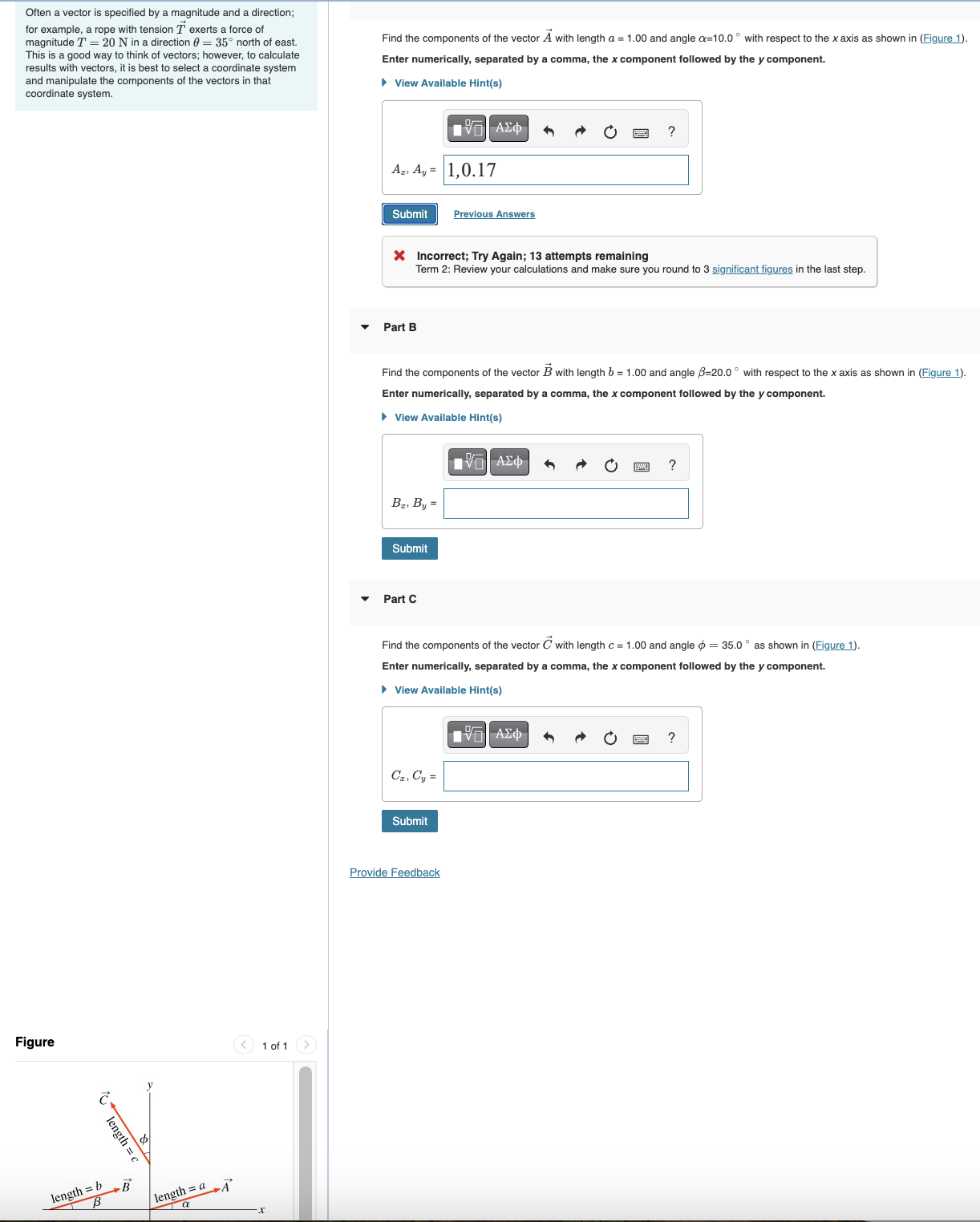 Solved Find the components of the vector vec(A) ﻿with length | Chegg.com
