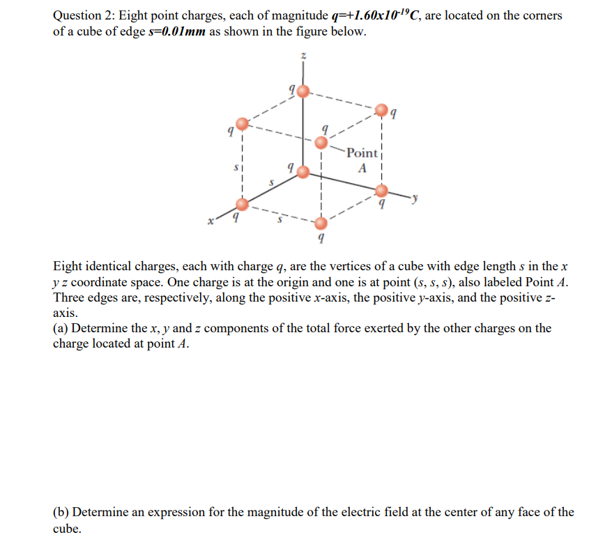 Solved Question 2: Eight point charges, each of magnitude | Chegg.com