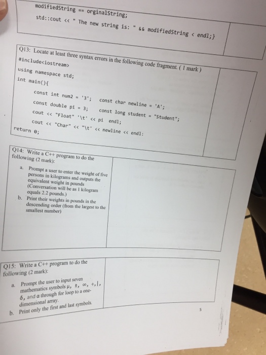 Solved modifiedstring orginalstring; std:cout