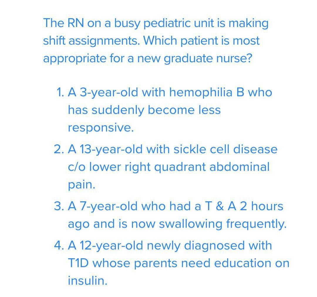 Solved The RN on a busy pediatric unit is making shift | Chegg.com