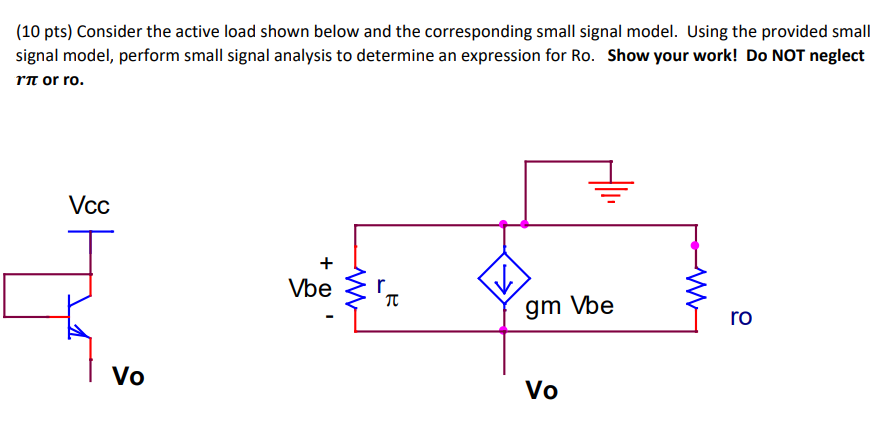 Solved (10 pts) Consider the active load shown below and the | Chegg.com