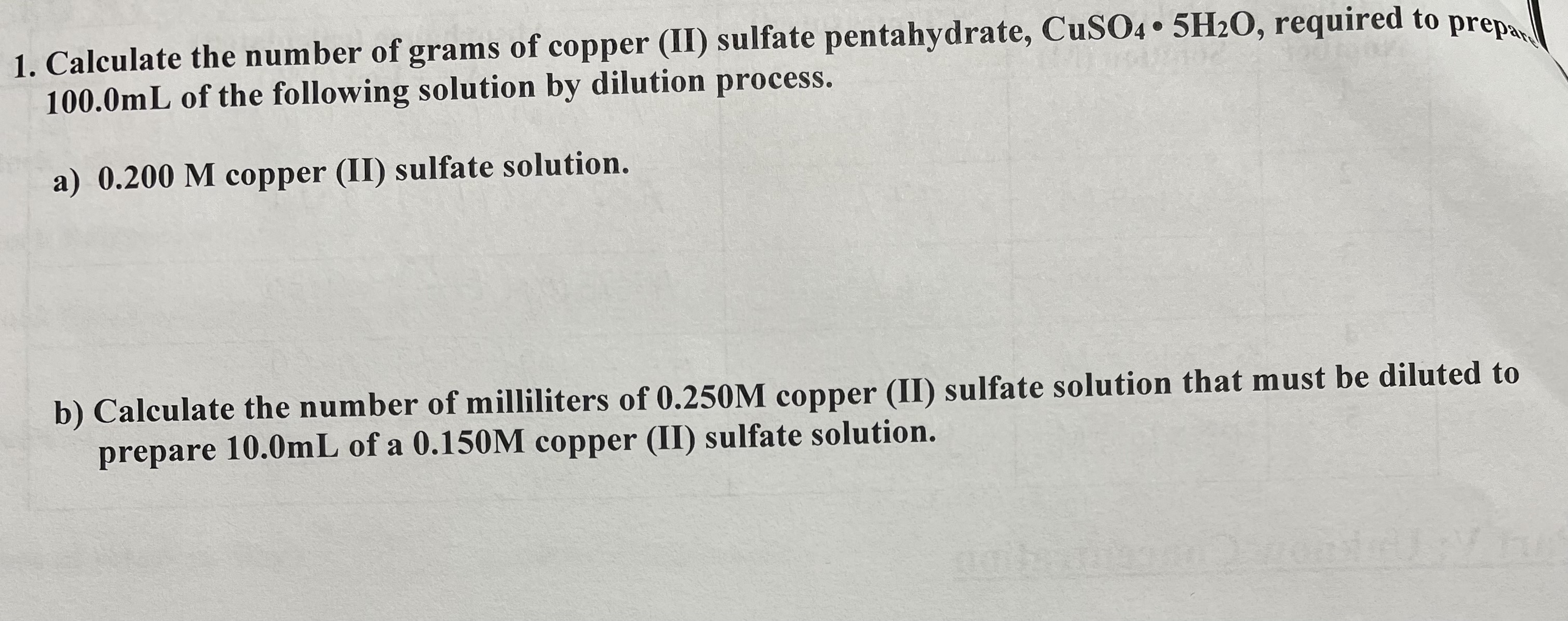 Solved 1. Calculate the number of grams of copper (III) | Chegg.com